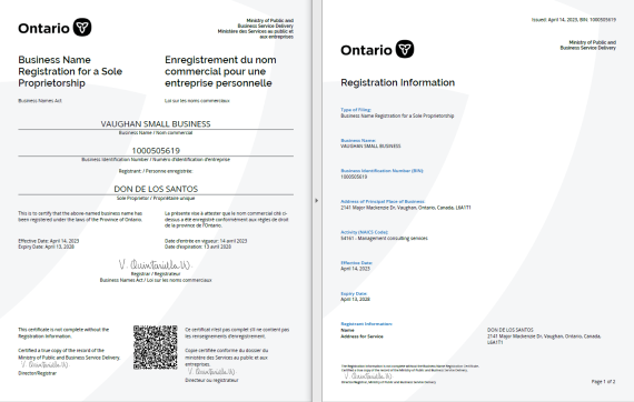 Business Name Registration | Vaughan Economic Development